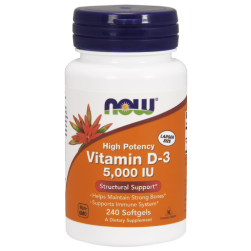 Vitamin D3 High Potency, 5000 IU, 240 Softgels - Now Foods ...