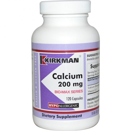 Calcium, 200 mg (Bio-Max Series) 120 Capsules, - Kirkman Labs ...