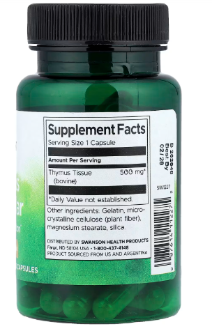 Thymus Glandular 500 mg - 60 capsules - Swanson - YourHealthBasket